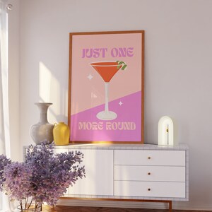 Retro Cocktail Sign, Colourful Bar Cart Decor, Retro Cocktail Posters ...