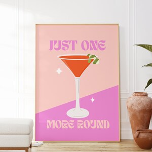 Retro Cocktail Sign, Colourful Bar Cart Decor, Retro Cocktail Posters ...