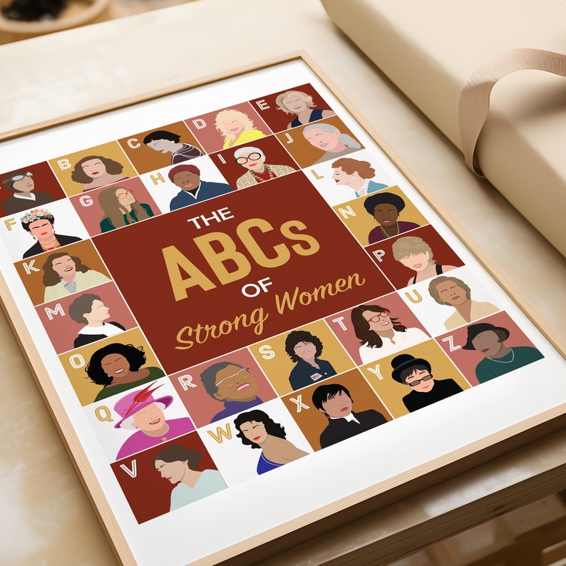 The Abcs of Strong Women, Inspiring Female Icons Print, Feminist Wall ...