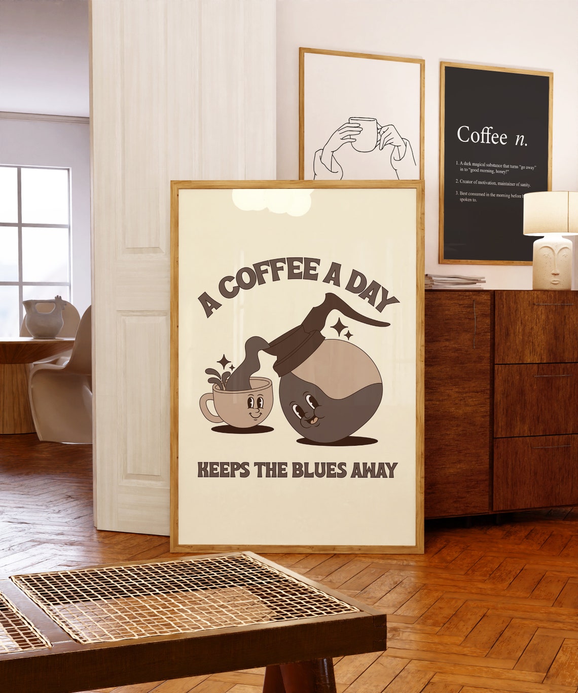 Coffee Bar Decor, Retro Coffee Poster, Cute Cartoon Poster, Retro ...
