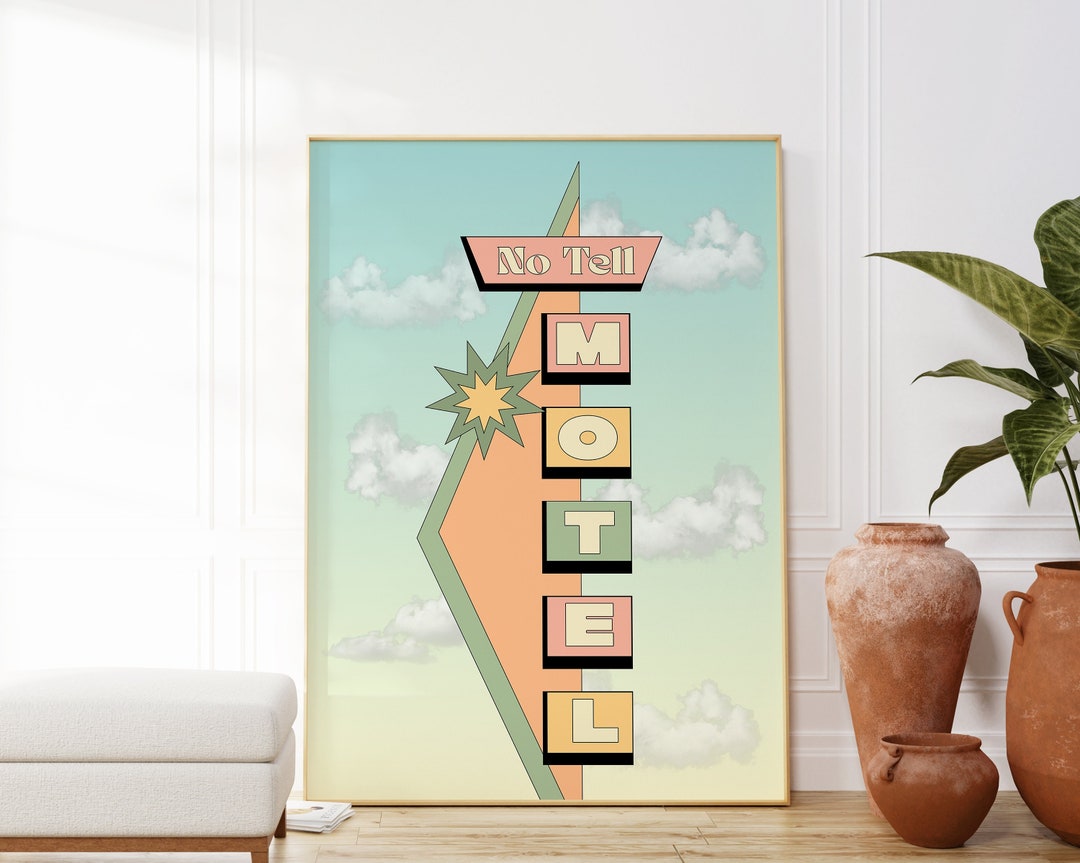 Retro Motel Sign, 70s Wall Art, Trendy Wall Art, Retro Aesthetic, Motel ...