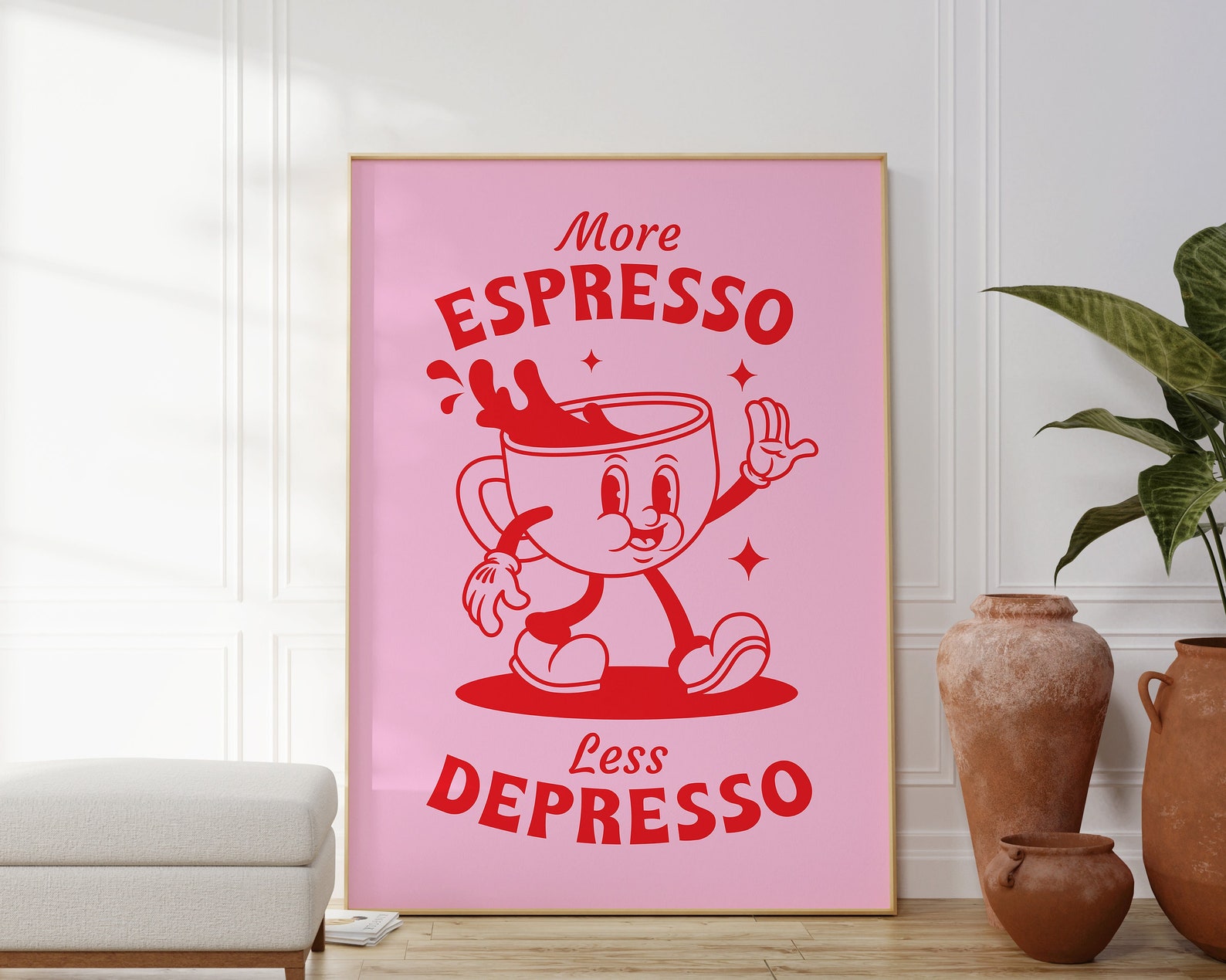 More Espresso Less Depresso Poster, Retro Coffee Poster, Retro Quote ...