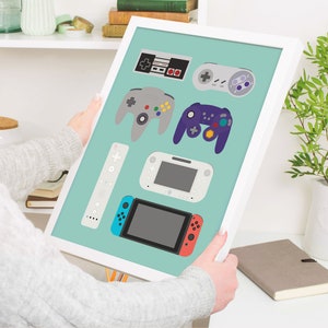 Video Game Controllers Printable Art - Video Game Art - Game Room Decor ...