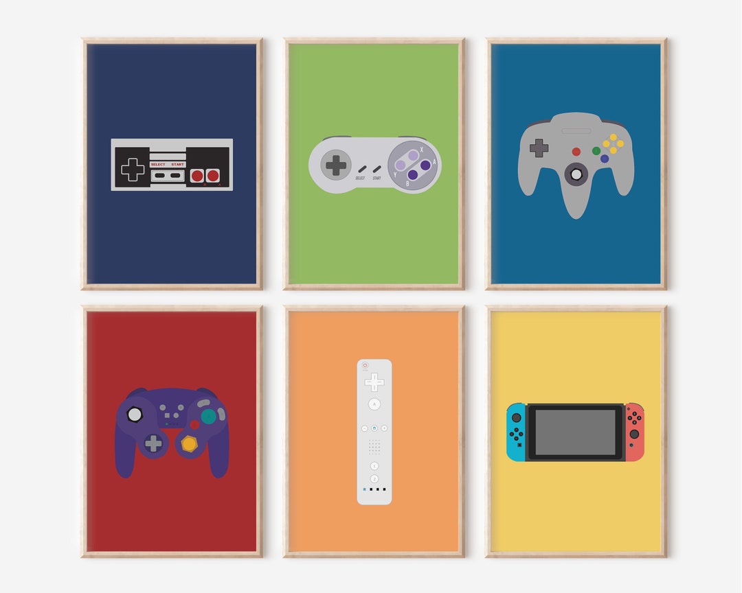 Video Games Decor - Classic Video Game Posters Set of 6 - Game Room ...