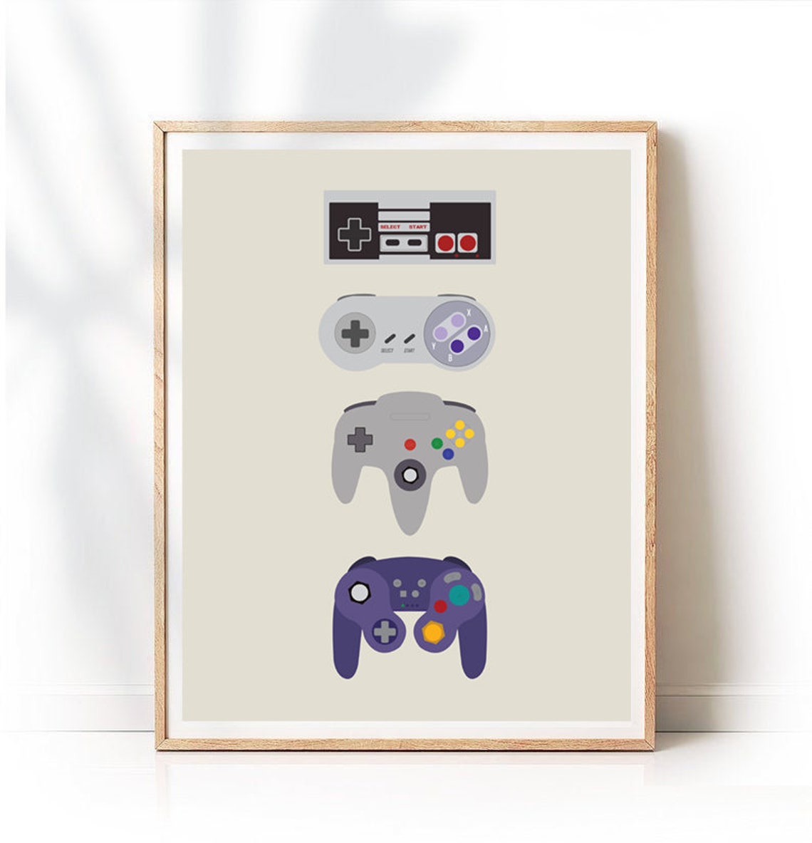 Video Game Controllers Print Retro Gaming Art Gift for | Etsy