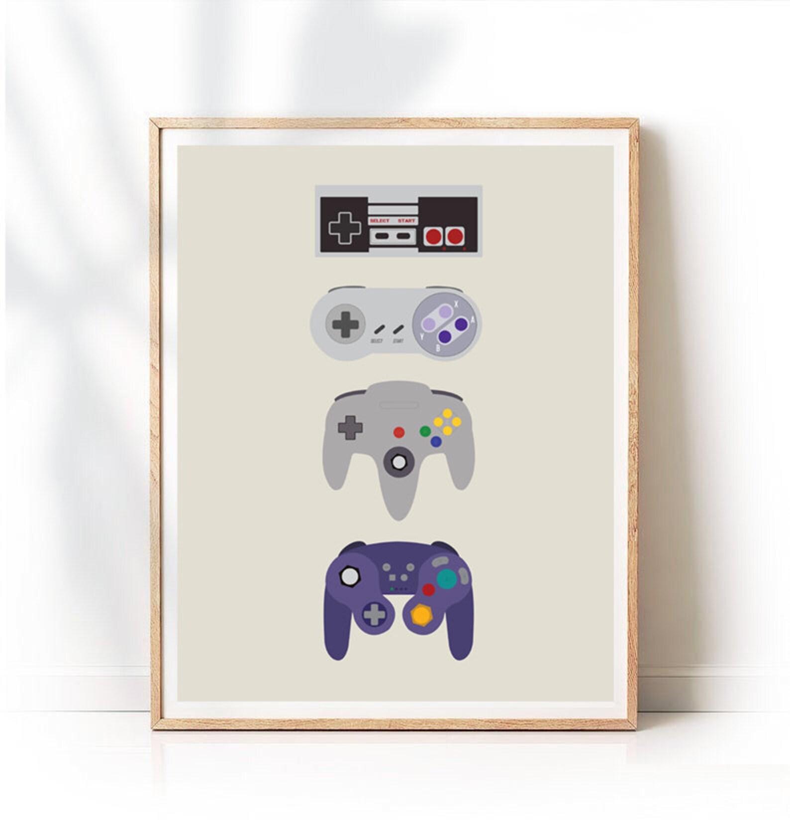 Video Game Controllers Print Retro Gaming Art Gift for | Etsy