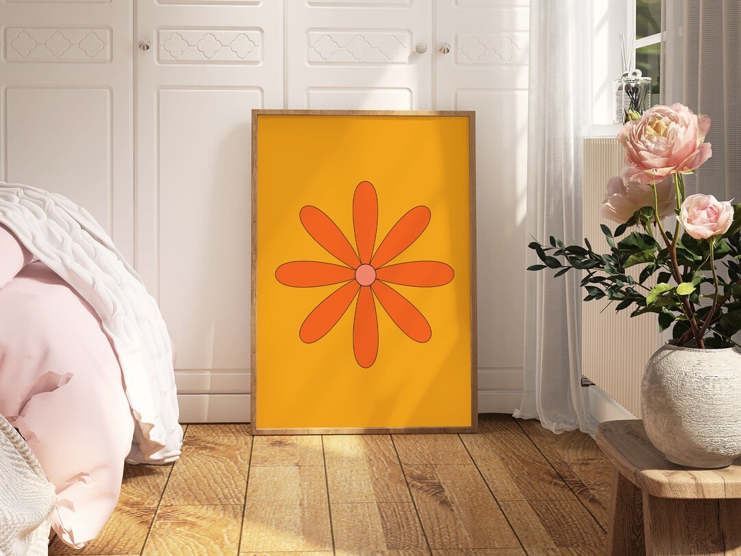 70s Daisy Poster - PRINTABLE ART - 70s Wall Art - Daisy Print - Mid ...
