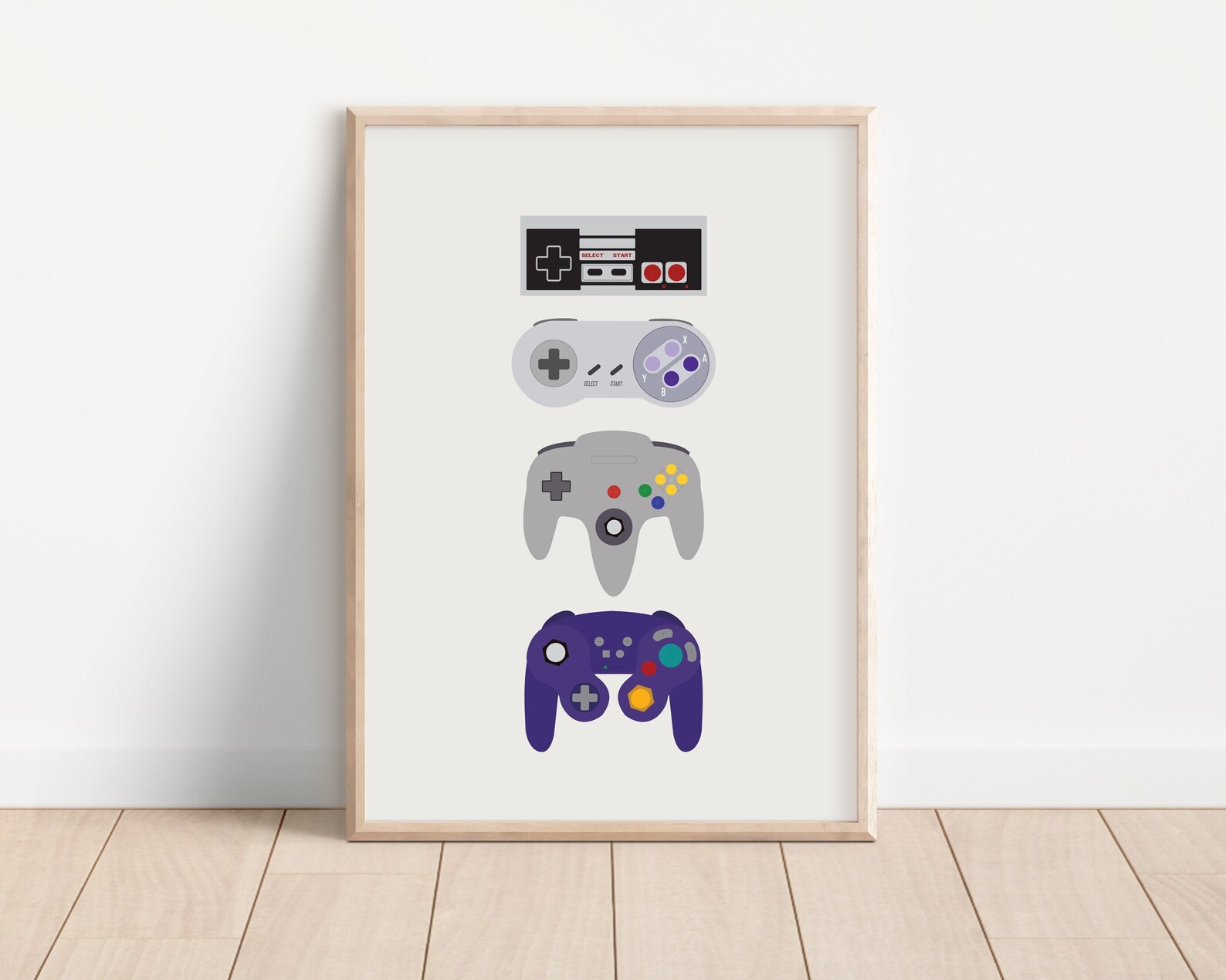 Video Game Controllers Print Retro Gaming Art Gift for | Etsy