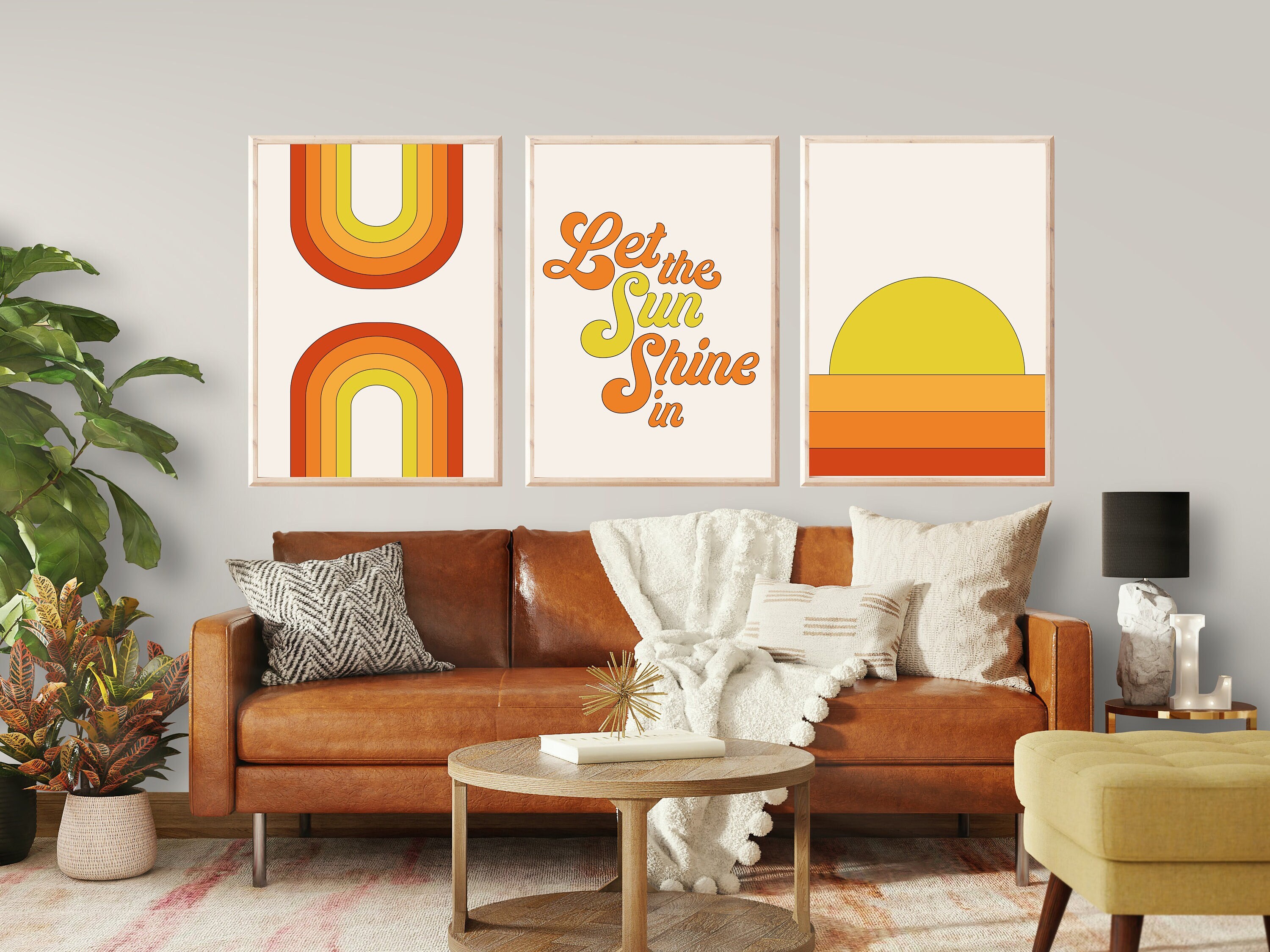 70s Wall Art - 70s Sunset Print - Set of 3 Art Prints - Retro Art Print ...