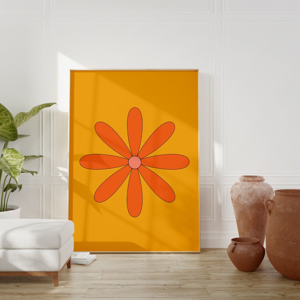 70s Daisy Poster 70s Wall Art Daisy Print Mid-century - Etsy