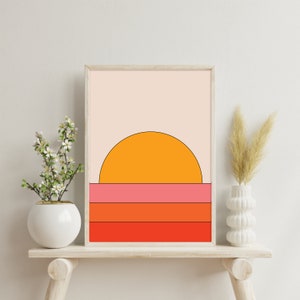 70s Sunset Print - 1970s Decor - Retro Sunset Art Print - 70s Poster ...