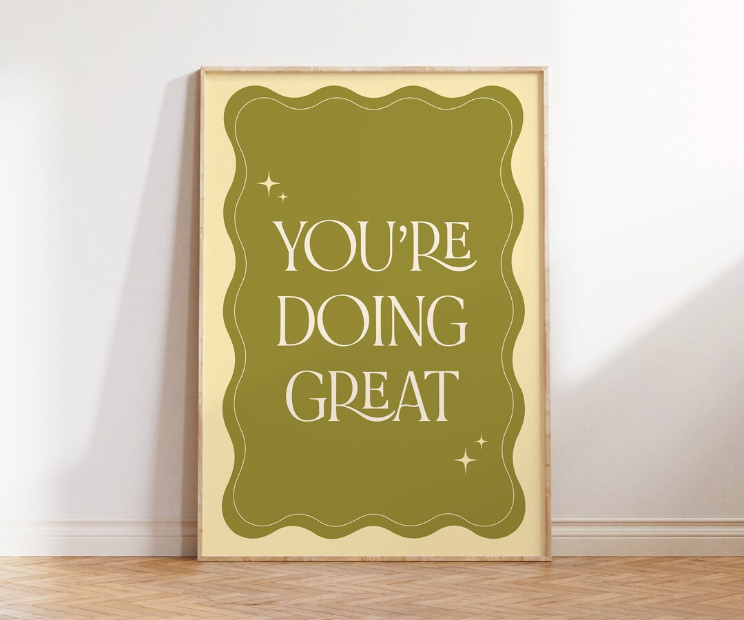 You're Doing Great Print, Motivational Wall Art, Retro Quote Print ...