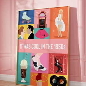 1950s Art, Retro 50s Wall Art Print, Nostalgic Art, Vibrant Retro ...