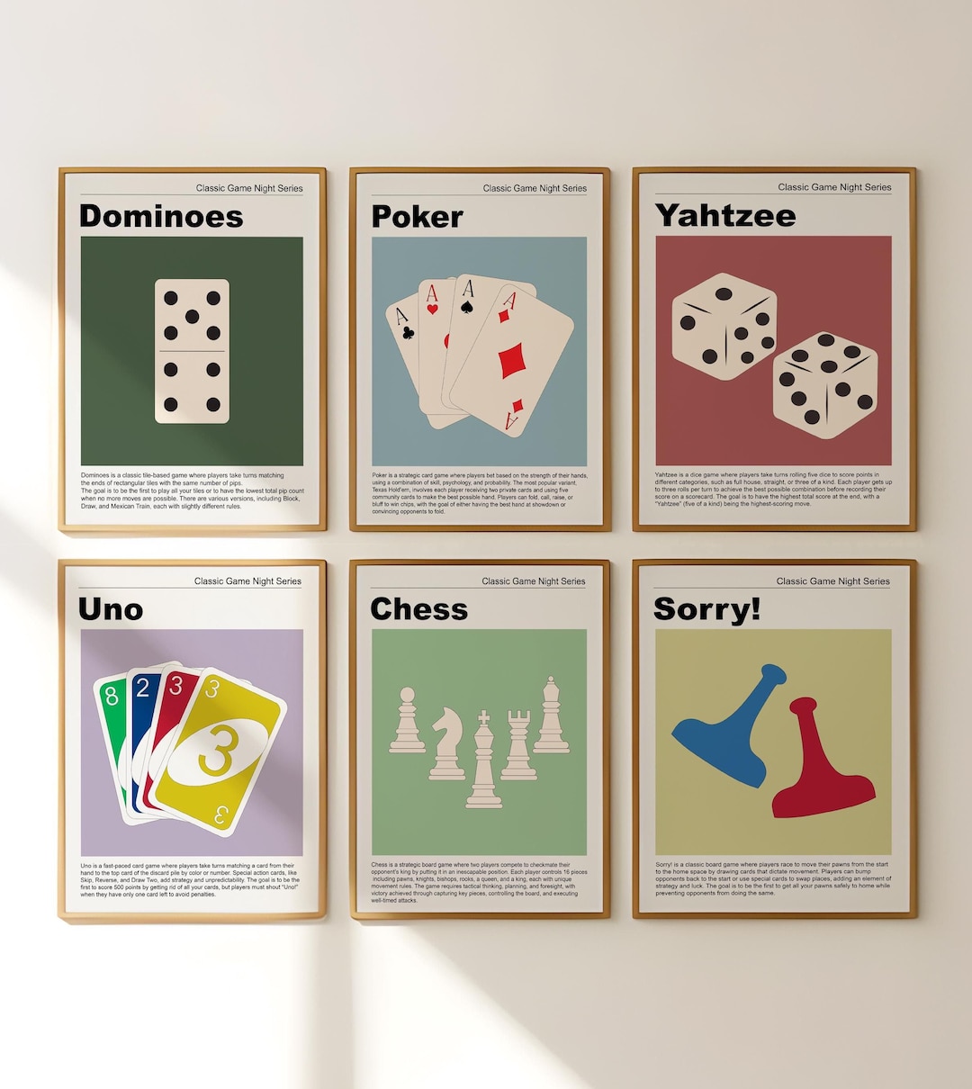 Classic Game Night Prints, Game Room Decor, MCM, Classic Board Game ...