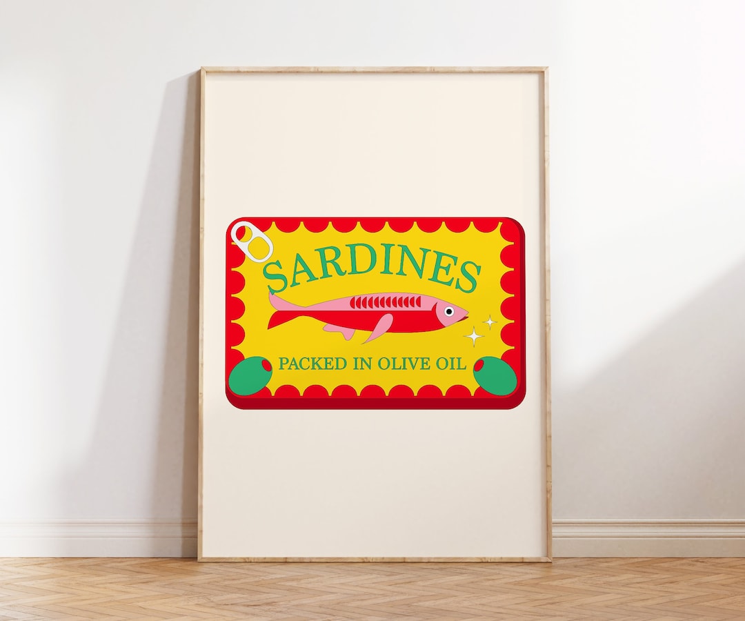 Retro Sardines Print, Sardine Tin Print, Canned Fish Print, Retro Food ...