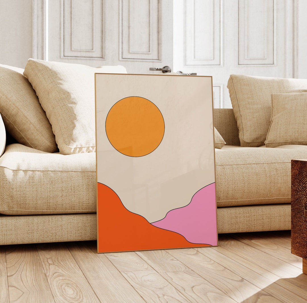 70s Landscape Print - 1970s Decor - Abstract Landscape Art Print - 70s ...