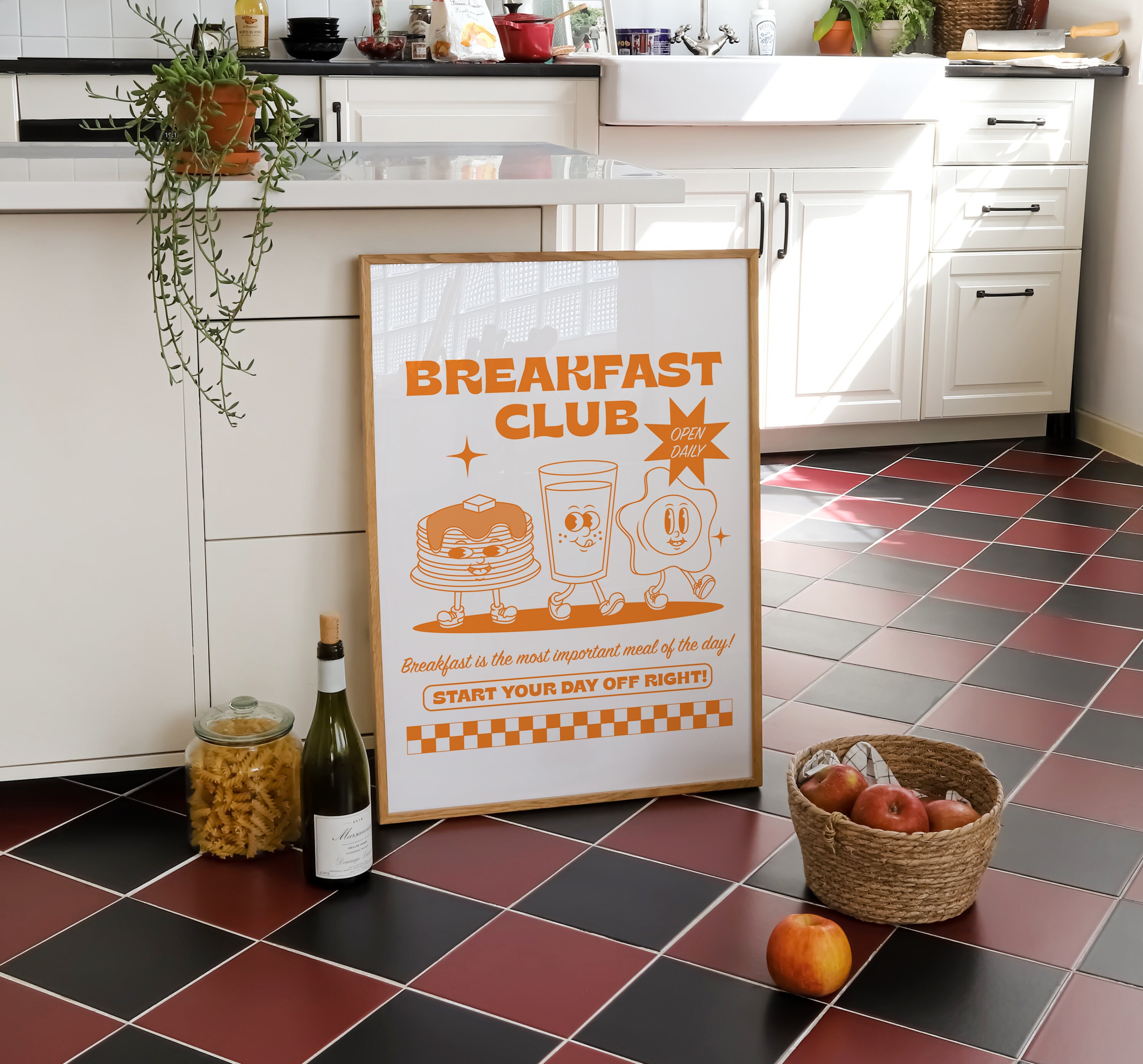 Breakfast Club Print, Retro Diner Poster for Kitchen, Retro Food Poster ...