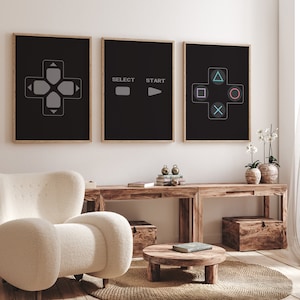 Video Game Prints, Video Game Controllers Print Set of 3, Gift for ...
