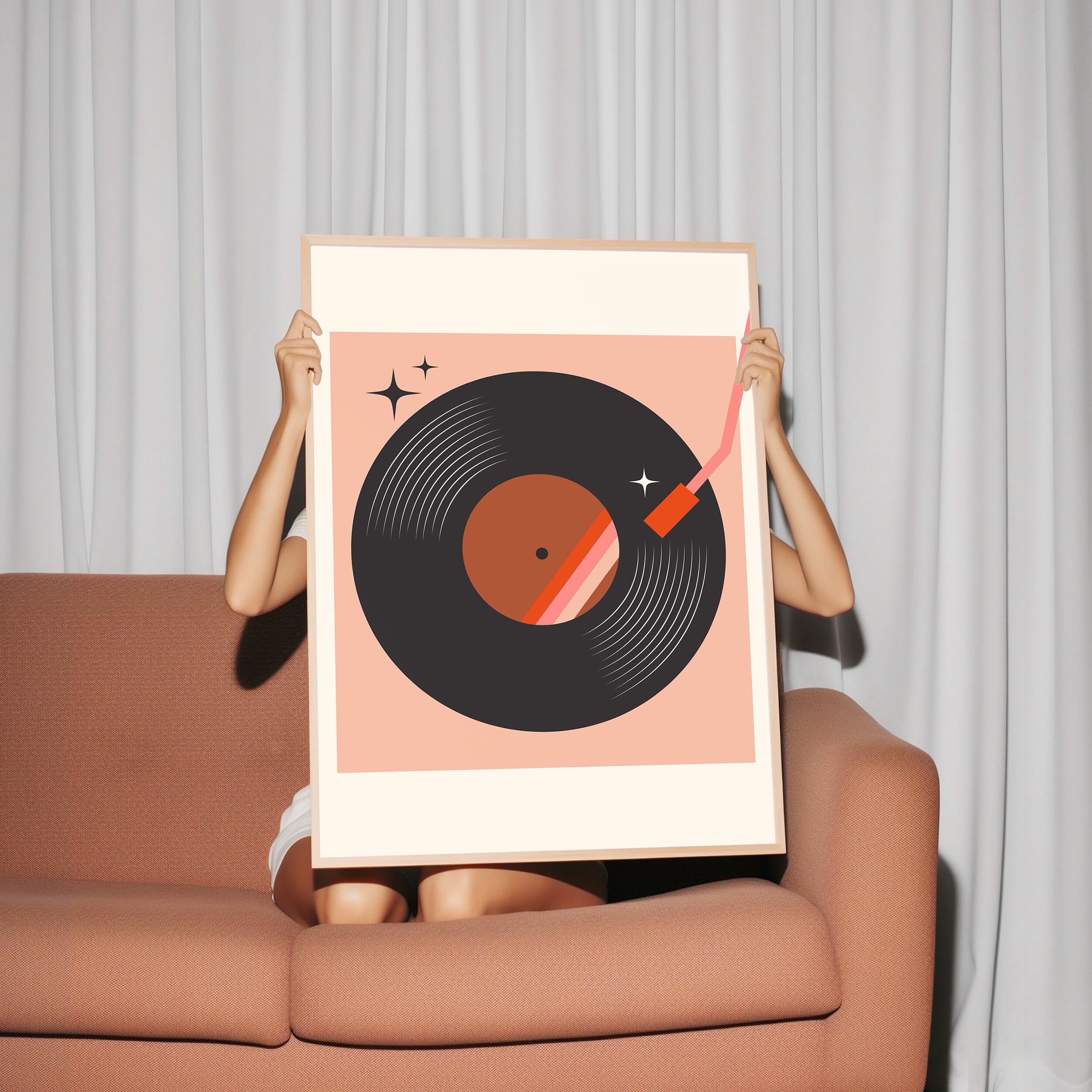 Retro Vinyl Record Print, Music Prints, Turntable Art Print, Gift for ...