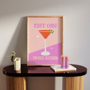 Retro Cocktail Sign, Colourful Bar Cart Decor, Retro Cocktail Posters ...