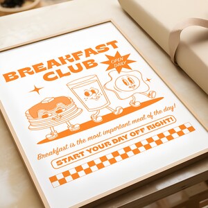 Breakfast Club Print, Retro Diner Poster for Kitchen, Retro Food Poster ...