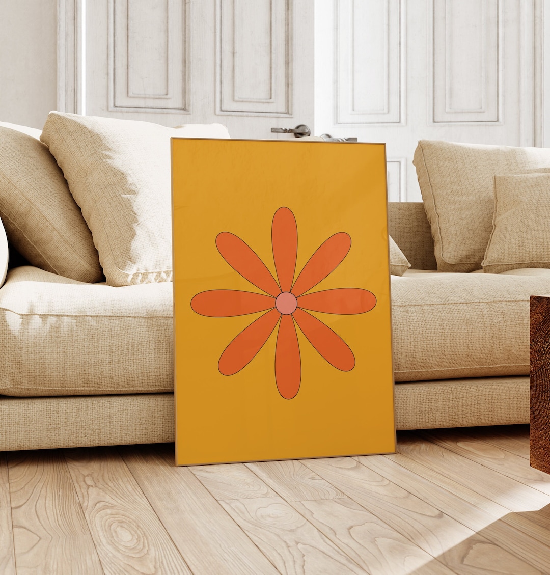 70s Daisy Poster - 70s Wall Art - Daisy Print - Mid-century Modern Art ...