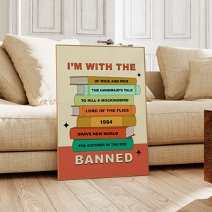 Banned Books Poster, Literary Gift, Book Lover Gift, Literary Poster ...