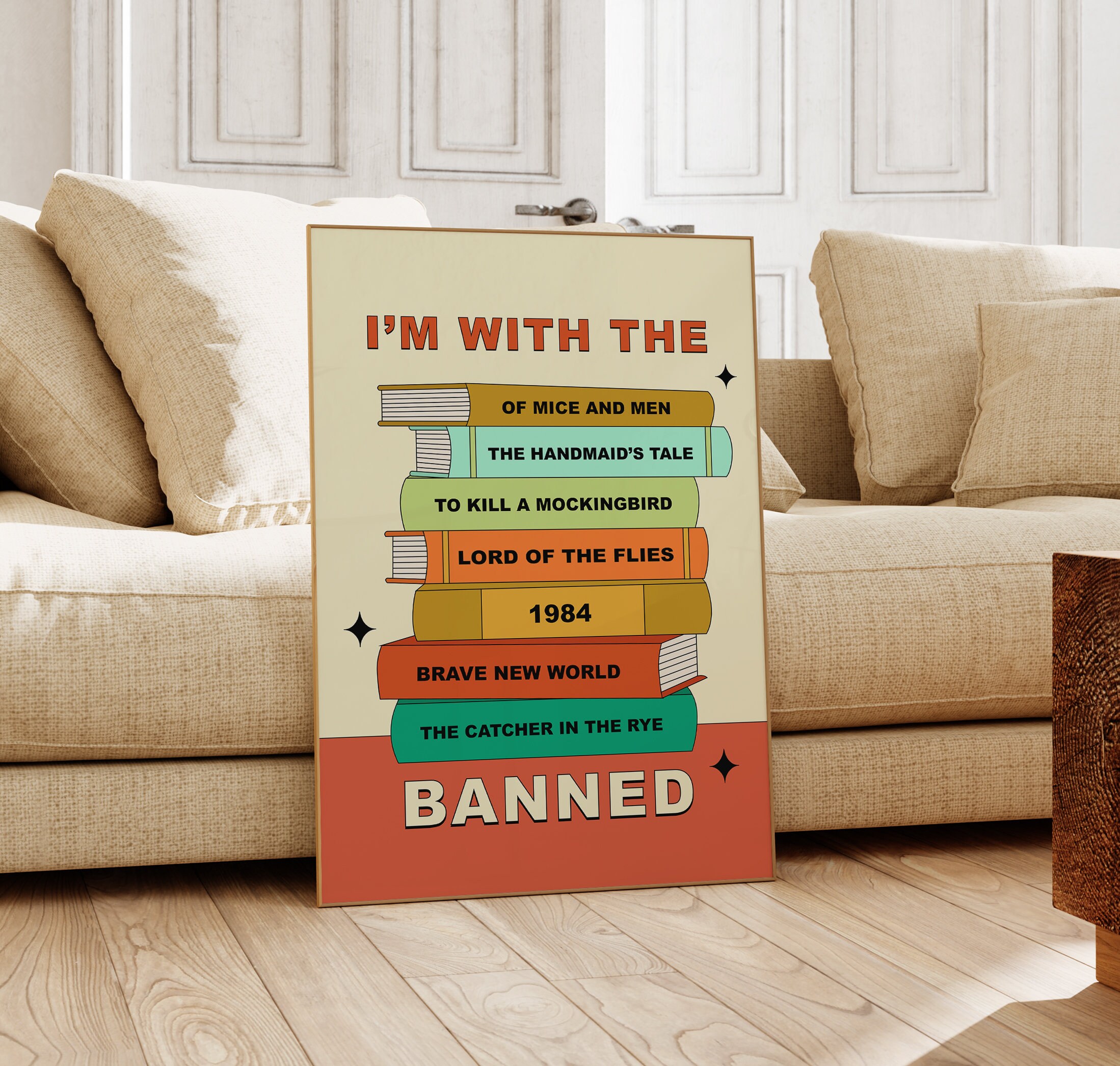 Banned Books Poster, Literary Gift, Book Lover Gift, Literary Poster ...
