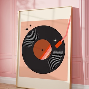 Retro Vinyl Record Print, Music Prints, Turntable Art Print, Gift for ...