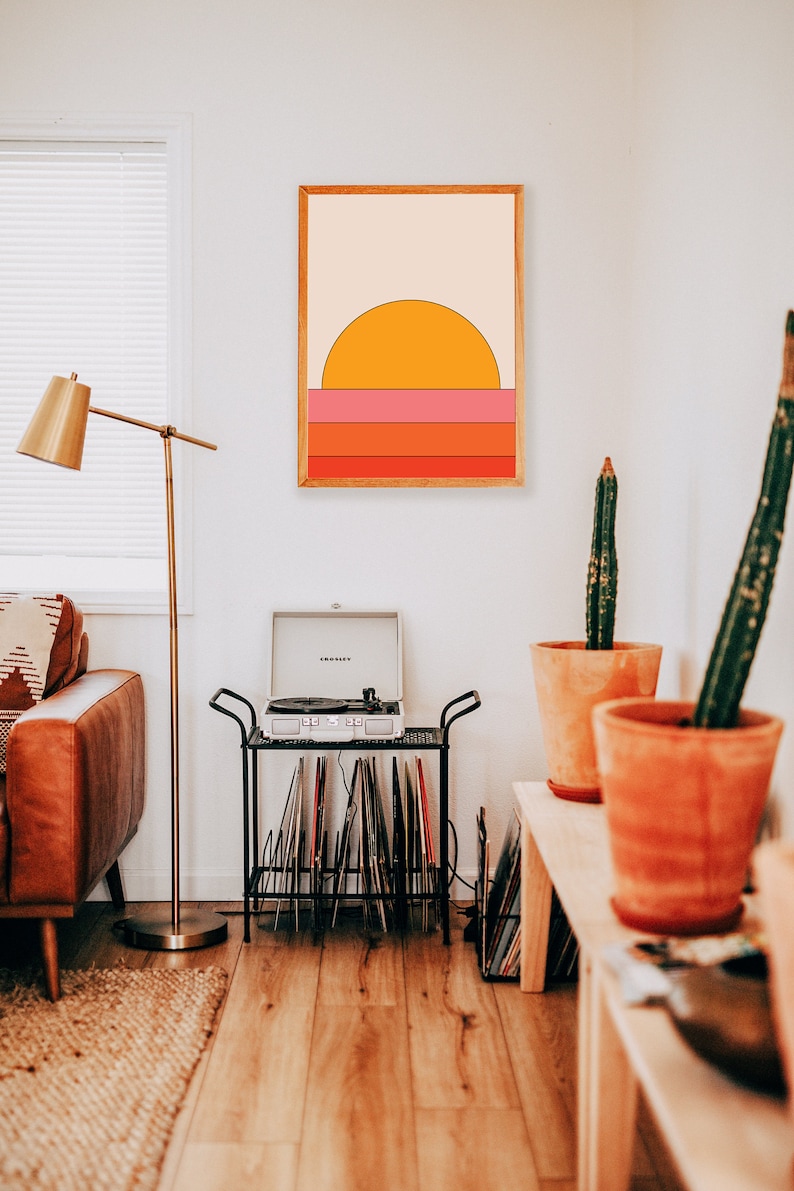 70s Sunset Print - 1970s Decor - Retro Sunset Art Print - 70s Poster ...