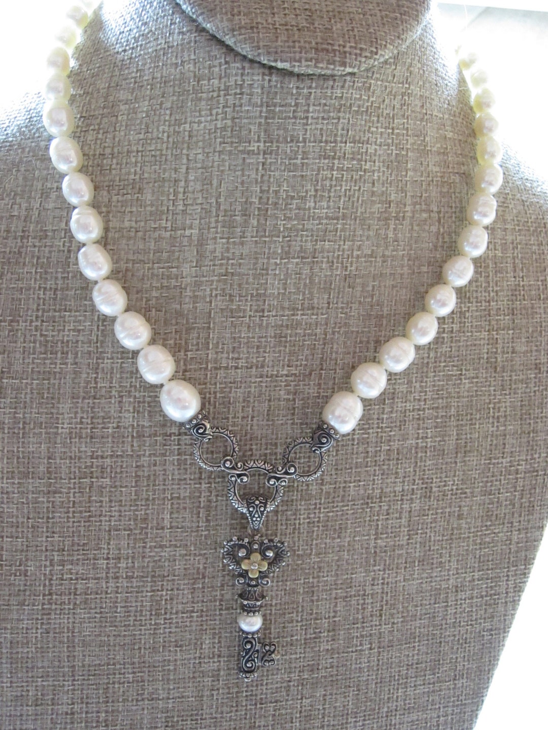 Barbara Bixby Key Cultured Pearl Necklace Sterling Silver 18k Gold - Etsy