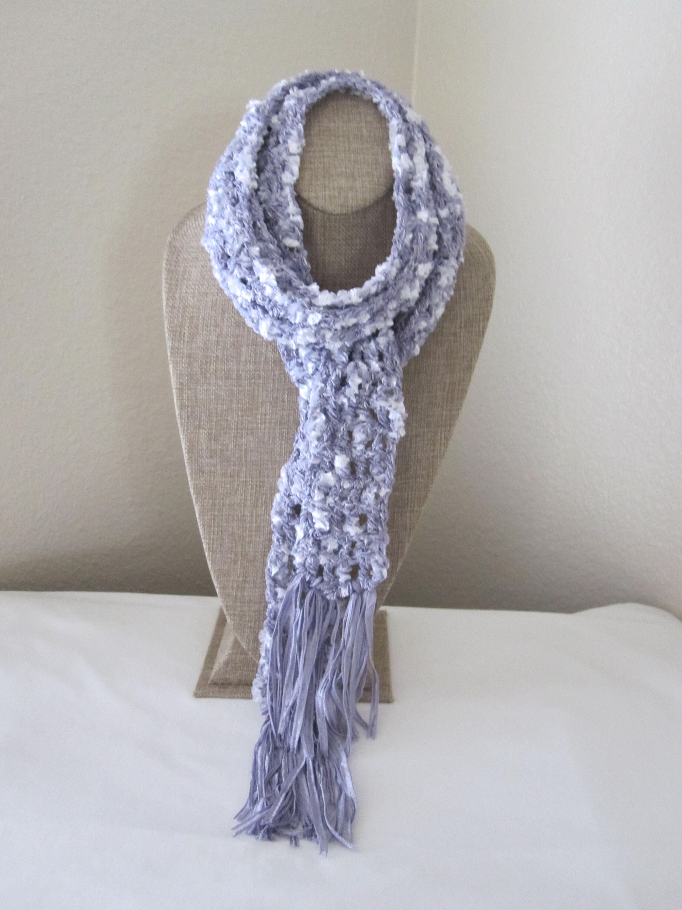 SKINNY RIBBON SCARF**** Ribbon Yarn Long Skinny Scarf, Handmade, Colors ...