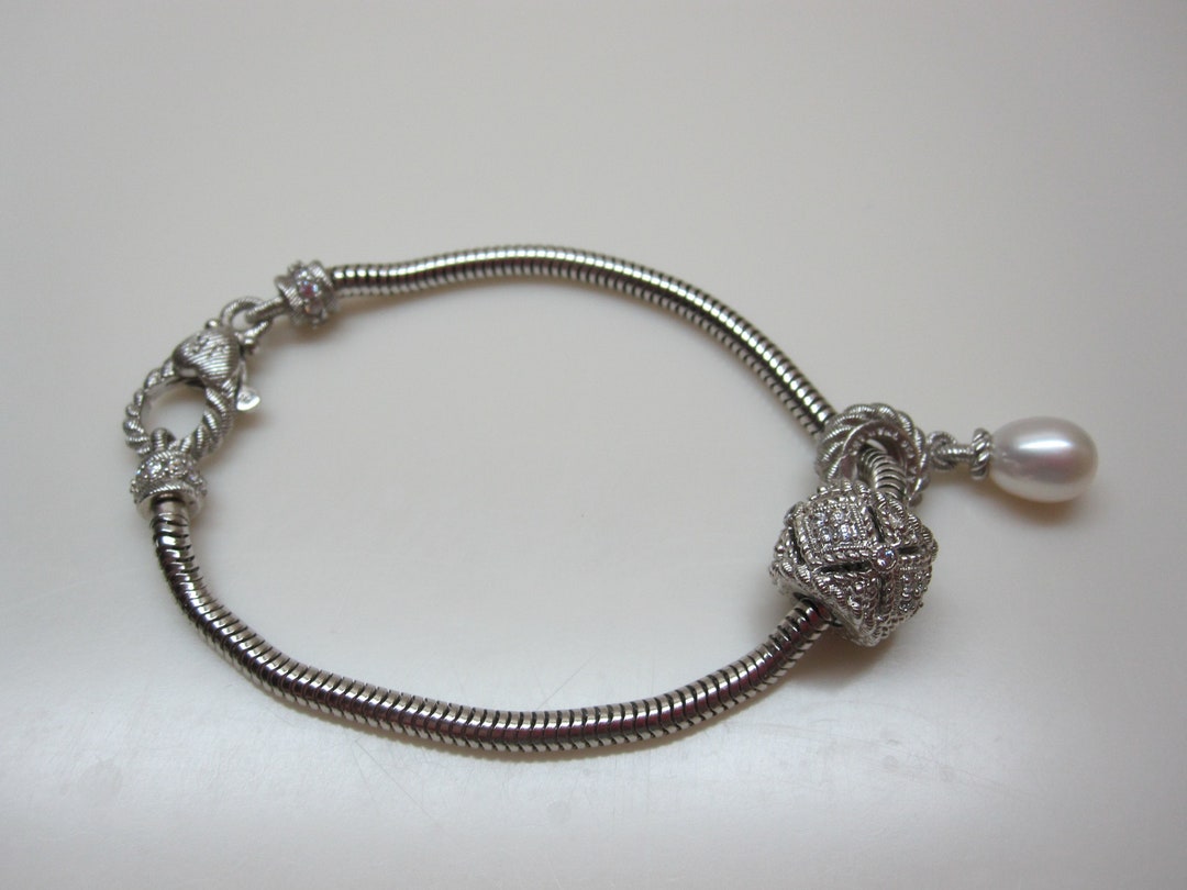 Judith Ripka Sterling Silver 7 Snake Chain CZ Bracelet With Charms - Etsy
