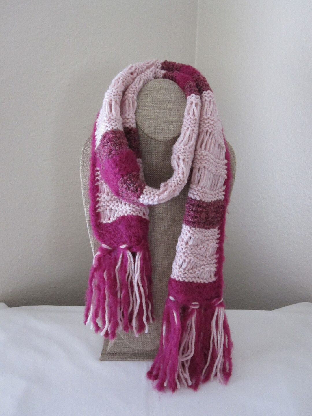 Neck Scarf, Fuzzy Warm & Soft Scarf, Knit Neck Scarf - Handmade Pink ...