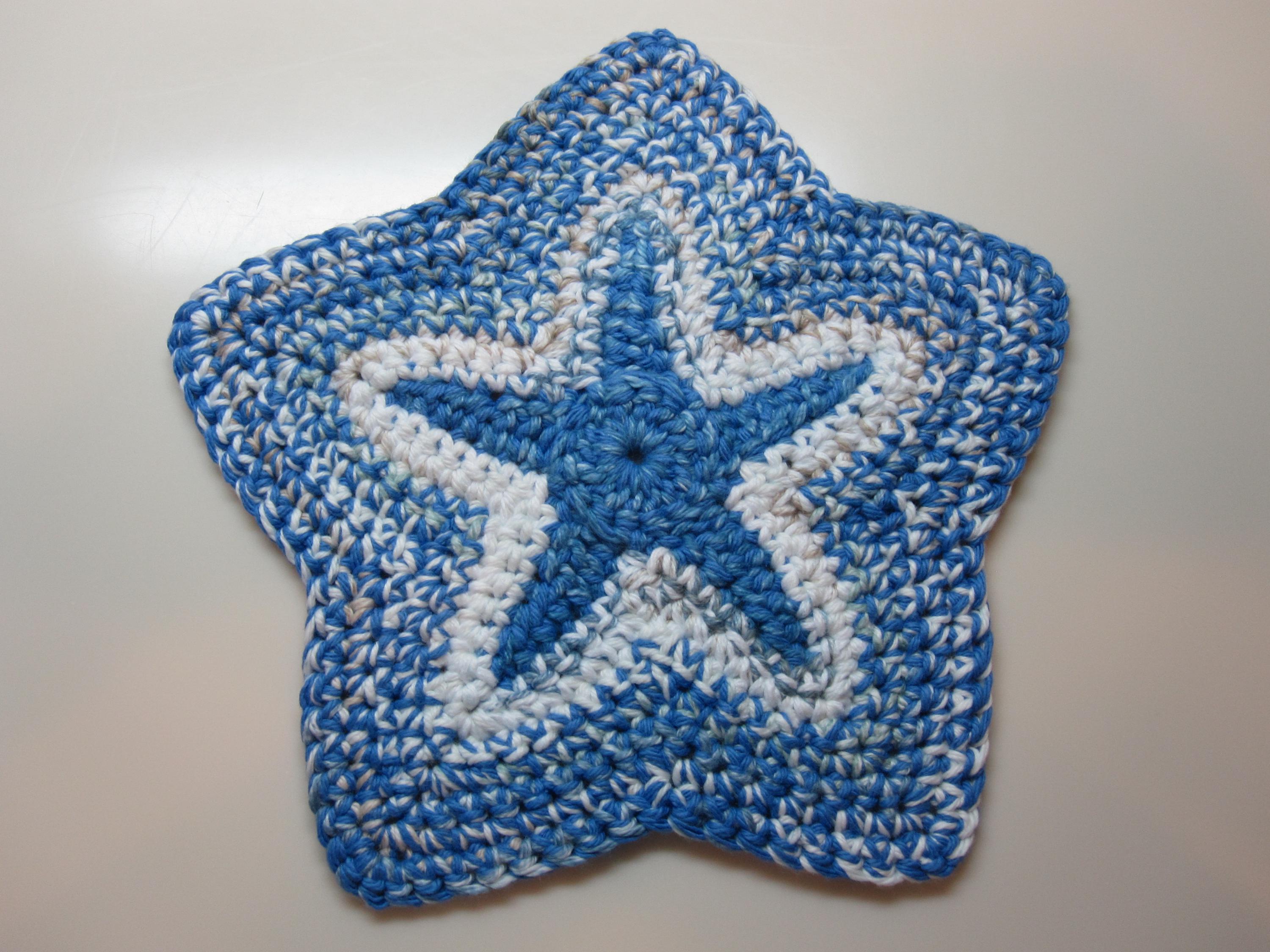 Crochet Starfish Hot Pad Trivet: Coastal Kitchen Decor, 9" Cotton (H2 ...