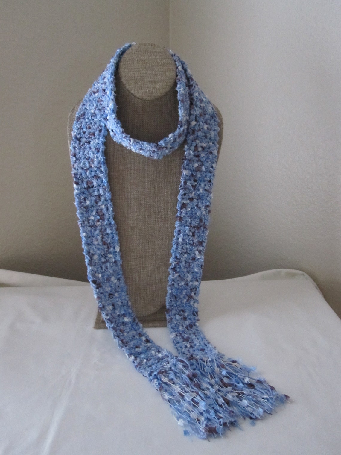 SKINNY RIBBON SCARF Ribbon Yarn Long Skinny Scarf, Handmade, Colors of ...
