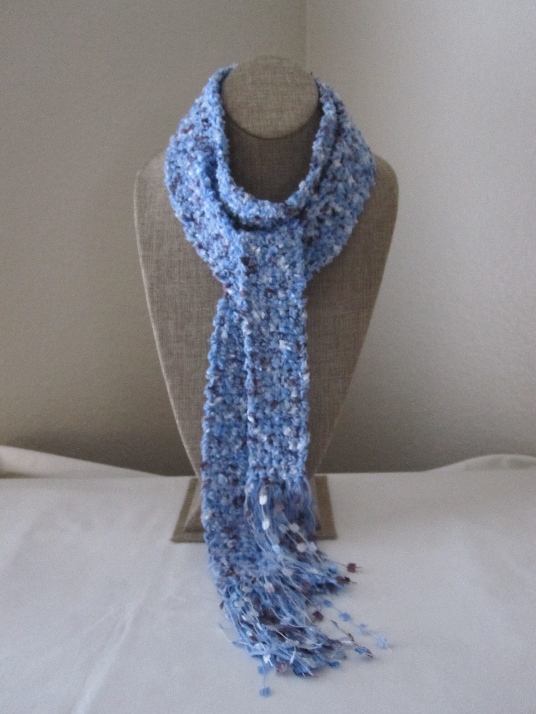 SKINNY RIBBON SCARF Ribbon Yarn Long Skinny Scarf, Handmade, Colors of ...