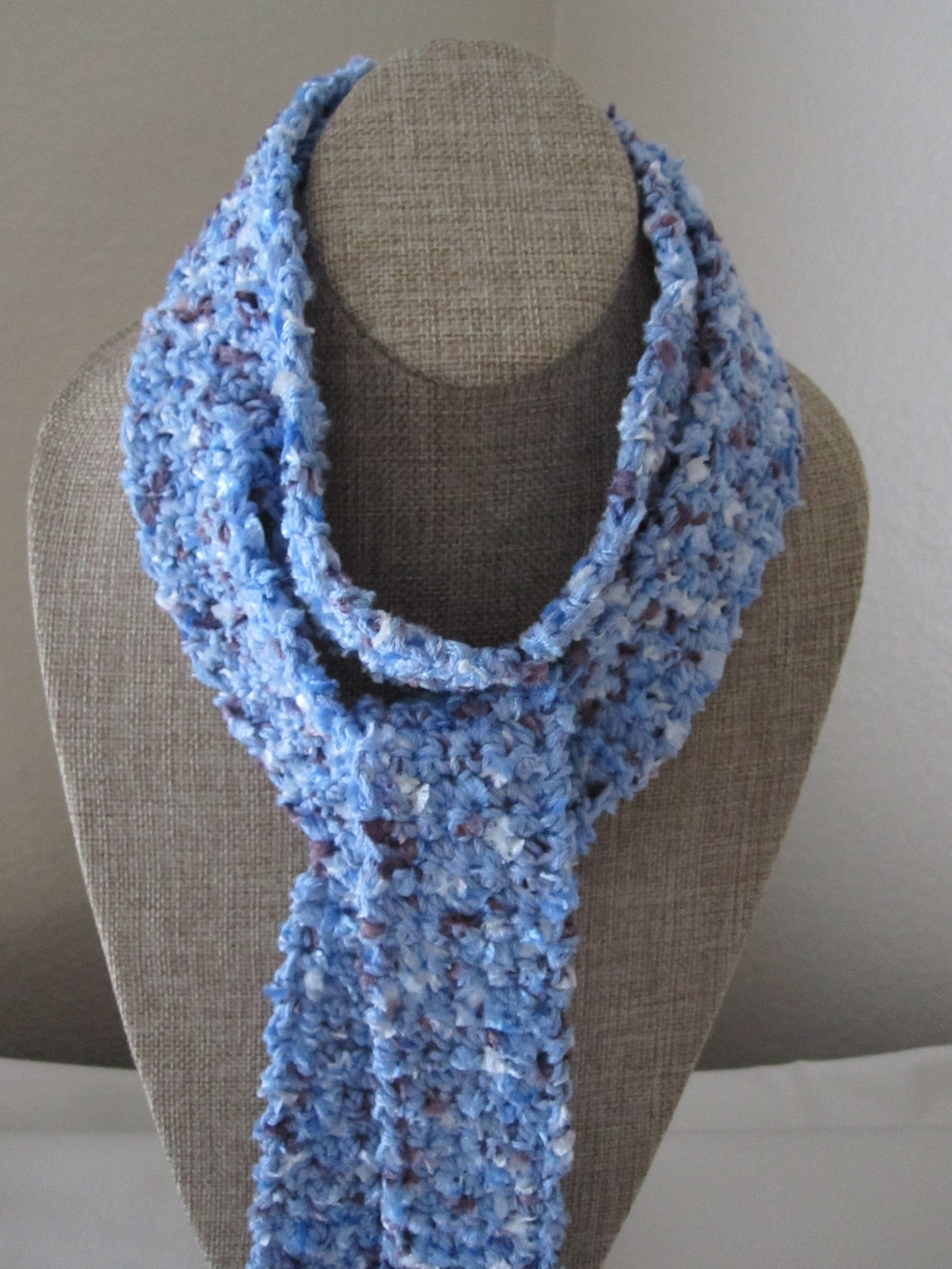 SKINNY RIBBON SCARF Ribbon Yarn Long Skinny Scarf, Handmade, Colors of ...