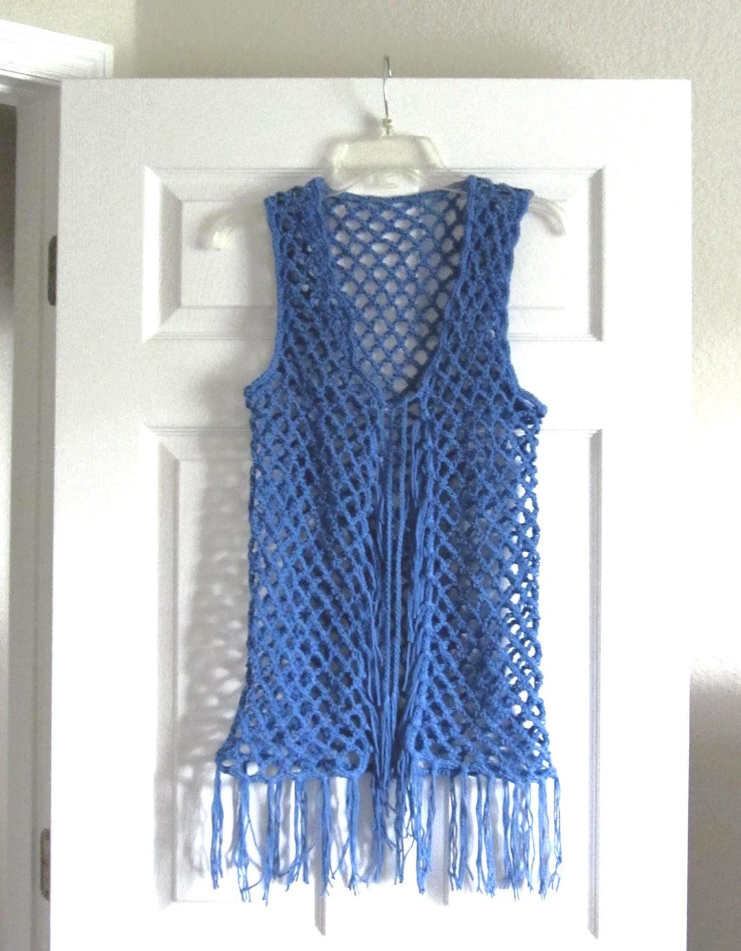 CROCHETED BOHO BLUE Teenager Vest Fringed - Etsy