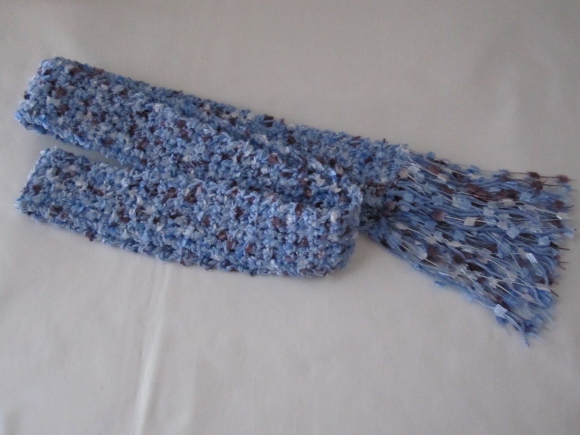 SKINNY RIBBON SCARF Ribbon Yarn Long Skinny Scarf, Handmade, Colors of ...