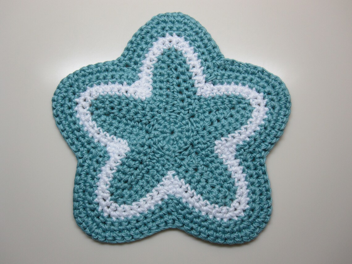Beach House Starfish TRIVET Turquoise Hot Pad POT HOLDER, Handmade ...