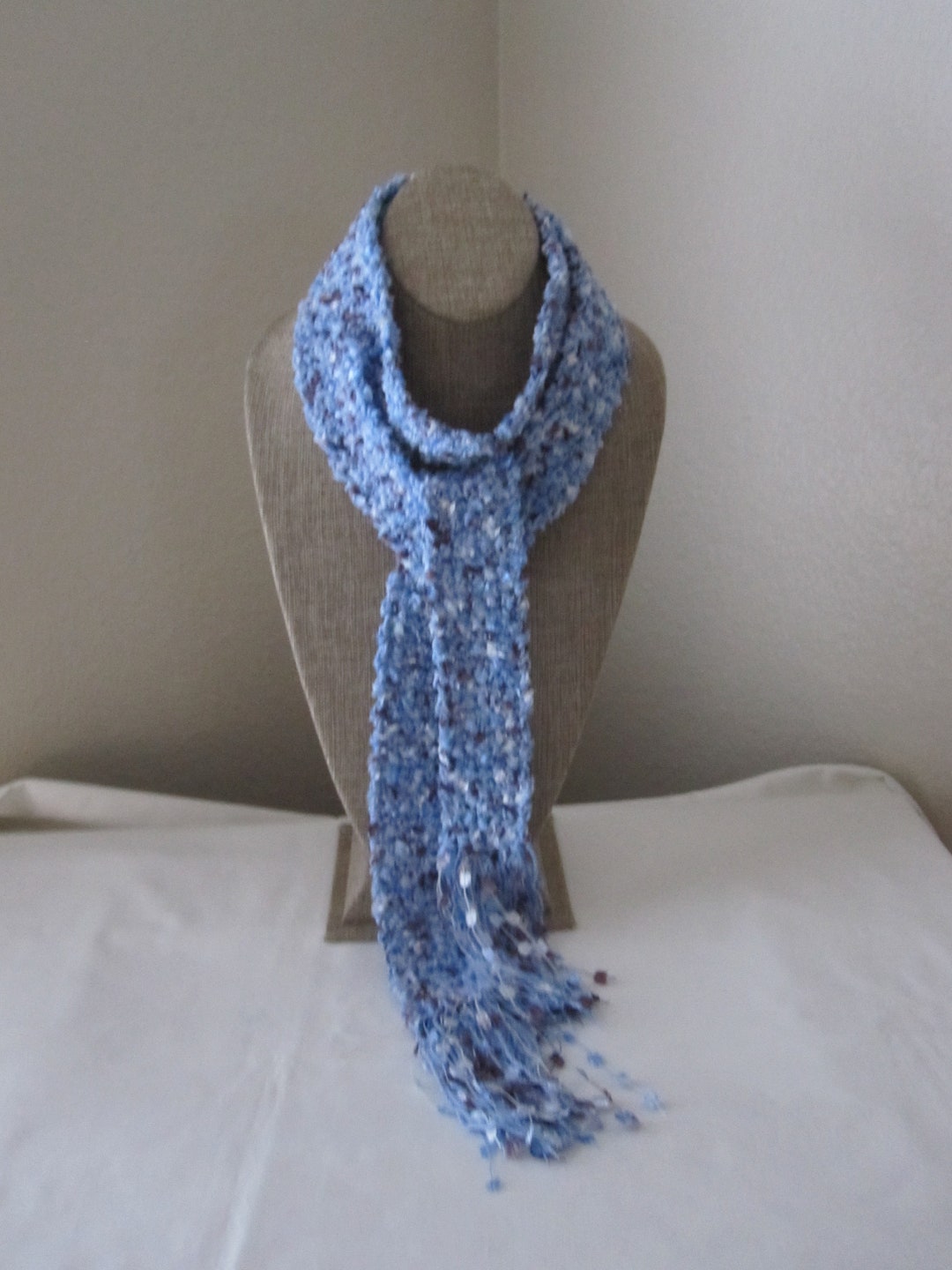 SKINNY RIBBON SCARF**** Ribbon Yarn Long Skinny Scarf, Handmade, Colors ...