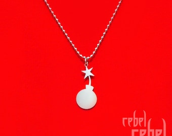 Bomb Pendant Necklaceblackened Silver Necklace Hipster - Etsy Israel