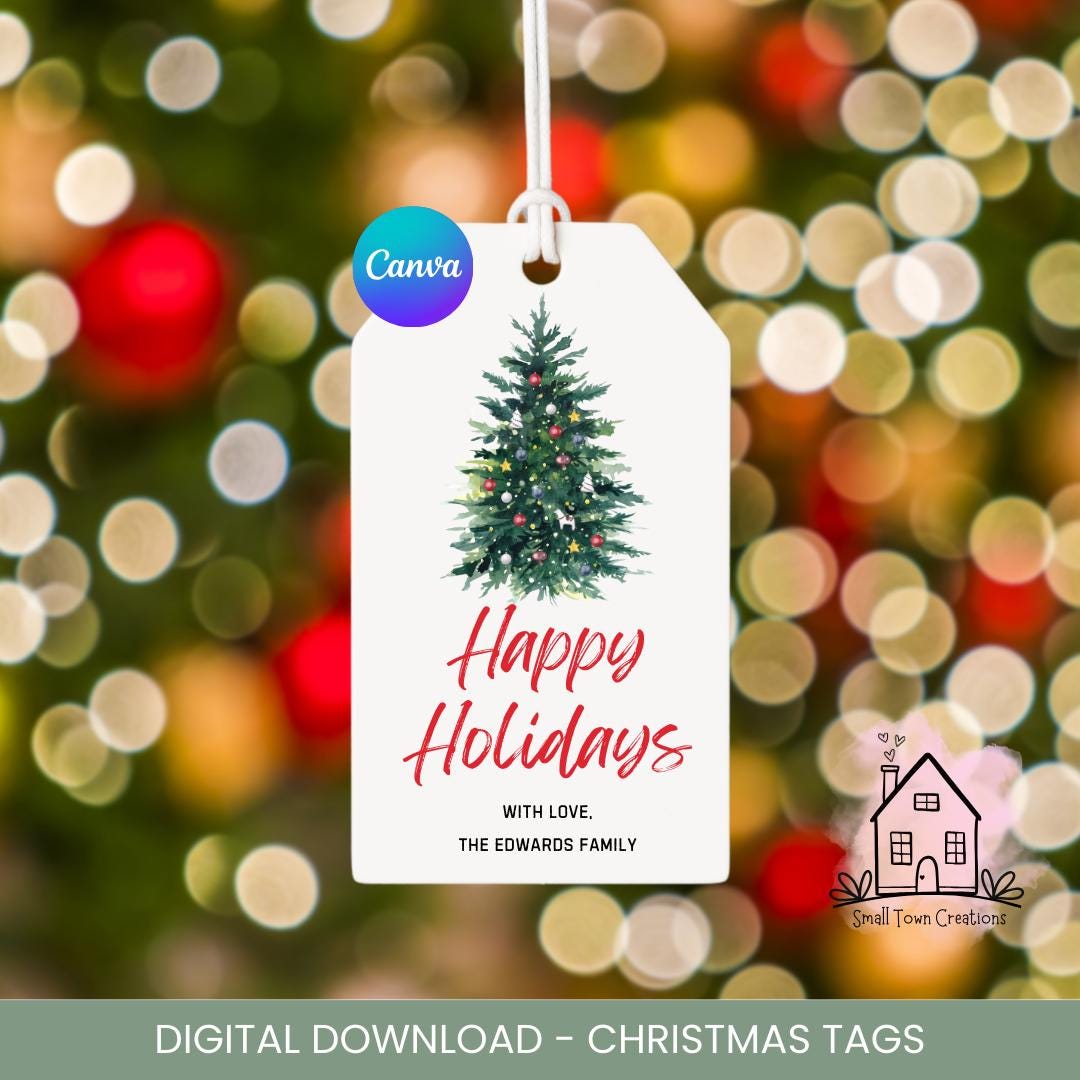 Editable Christmas Gift Tag Printable, Canva Template (digital Download ...