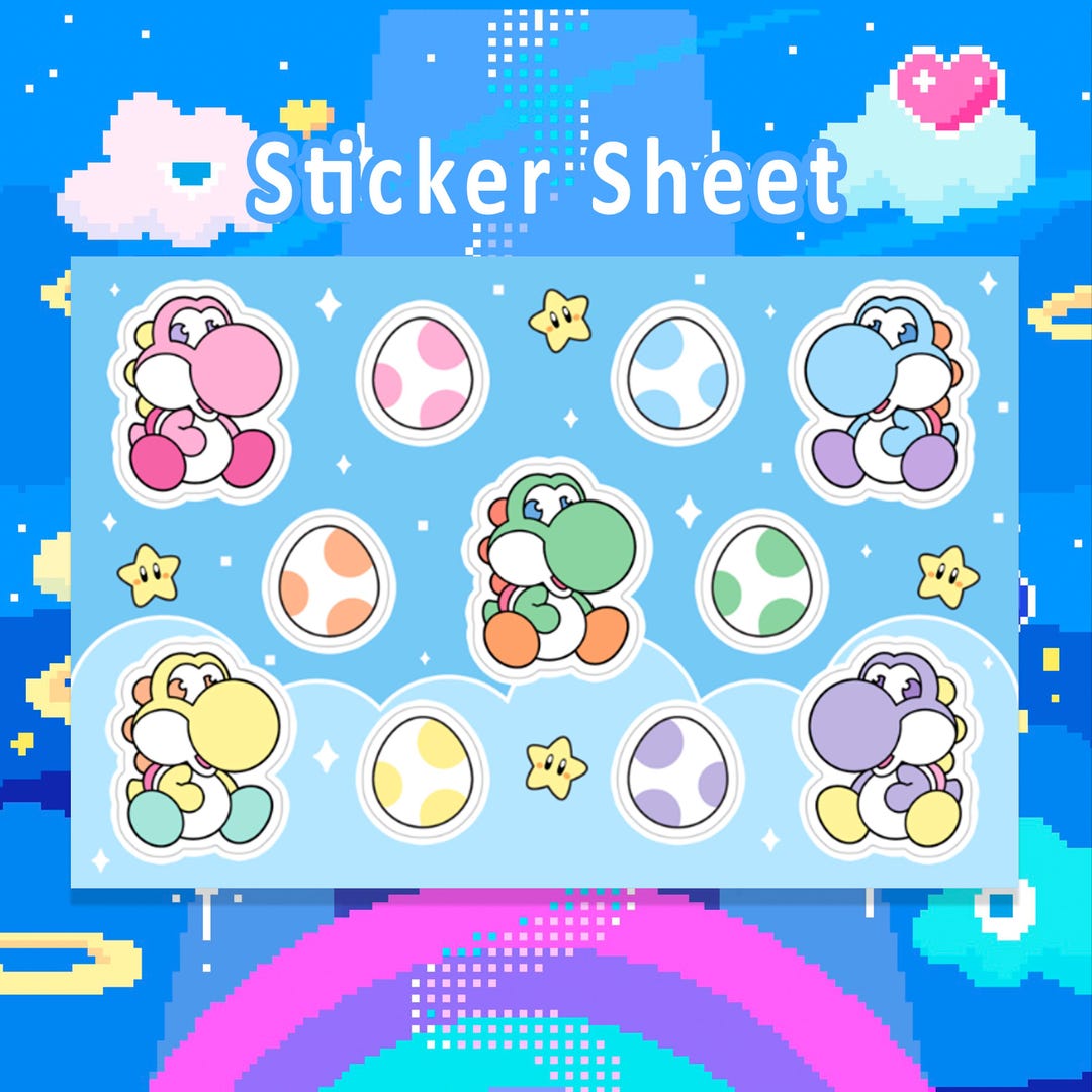 Yoshi Sticker Sheet 6"x4" [matte Vinyl] - Etsy