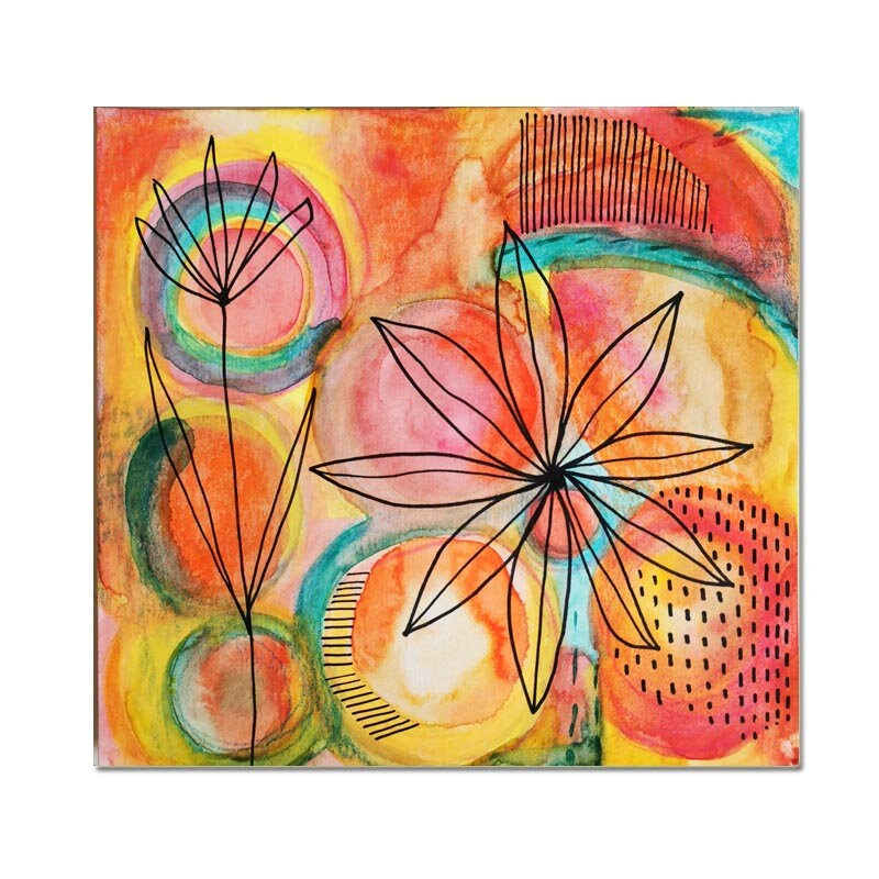 Printable Set of 2 Bright Abstract Floral Prints - Original Watercolor ...