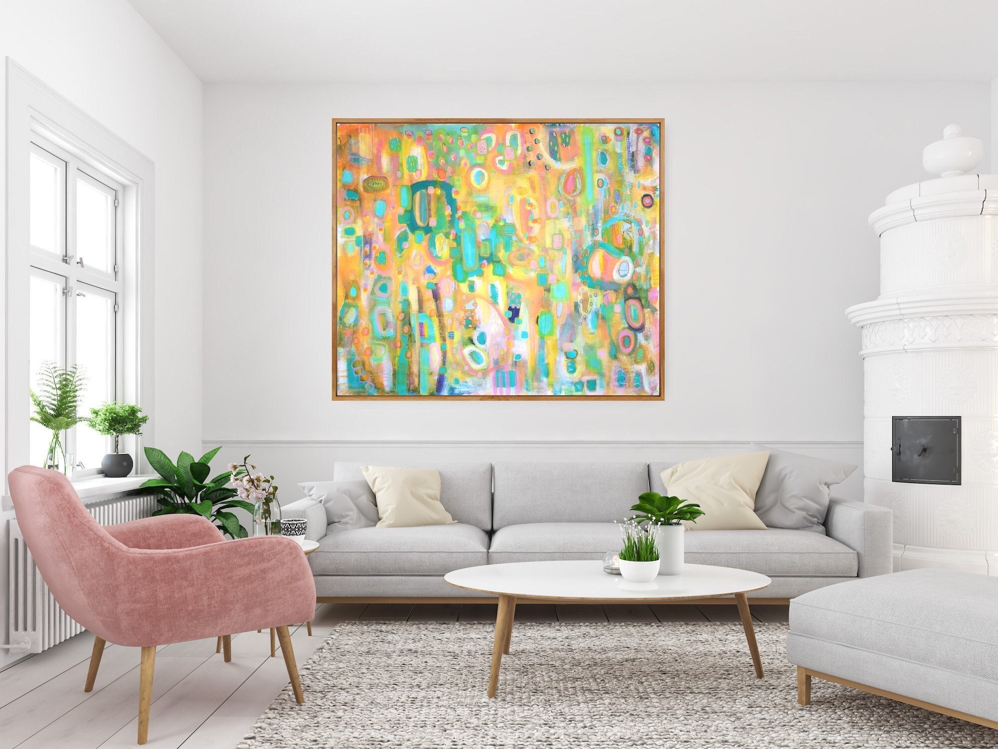 Large Abstract Print on Canvas - Colorful Modern Wall Art, Bright ...
