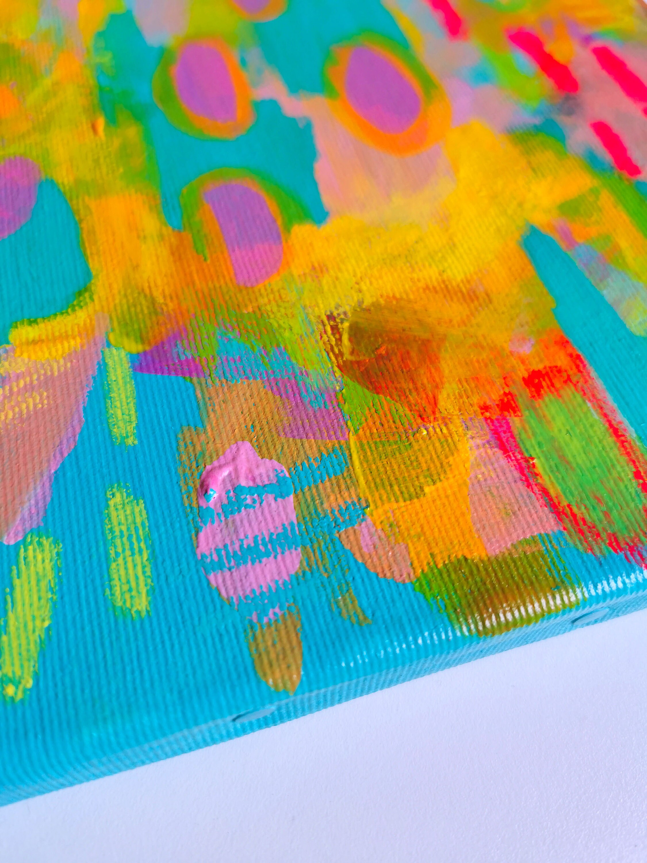 Original Abstract Painting on Canvas, Bright and Colorful Bold Wall Art ...