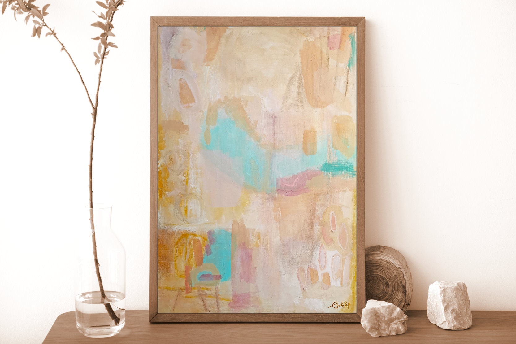 Soft Pastel Abstract Art Print, Contemporary Art Poster, Vertical ...