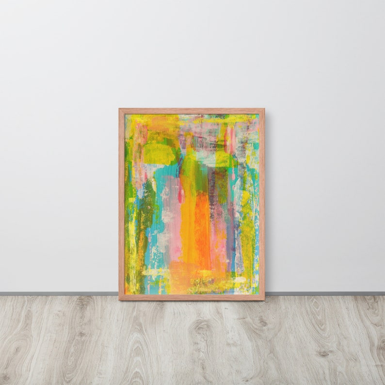 Bright Abstract Wall Art Framed Colorful Original Art Print - Etsy